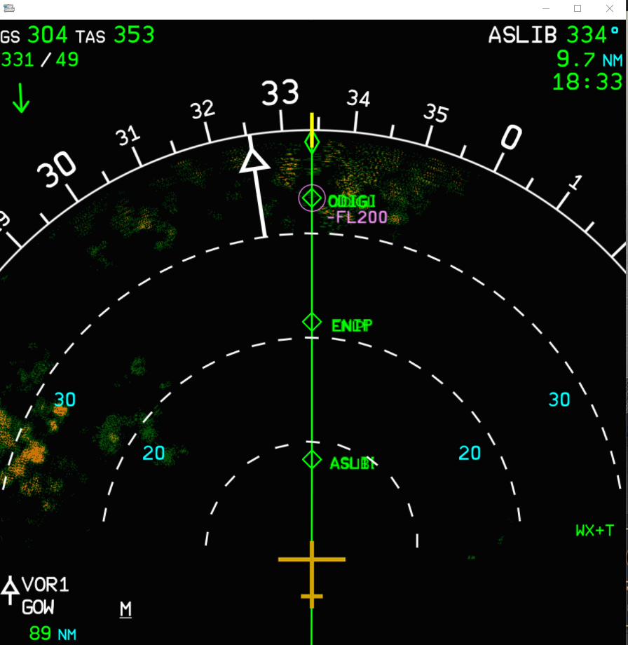 On the ND, the names of the waypoints along the flight path are not ...