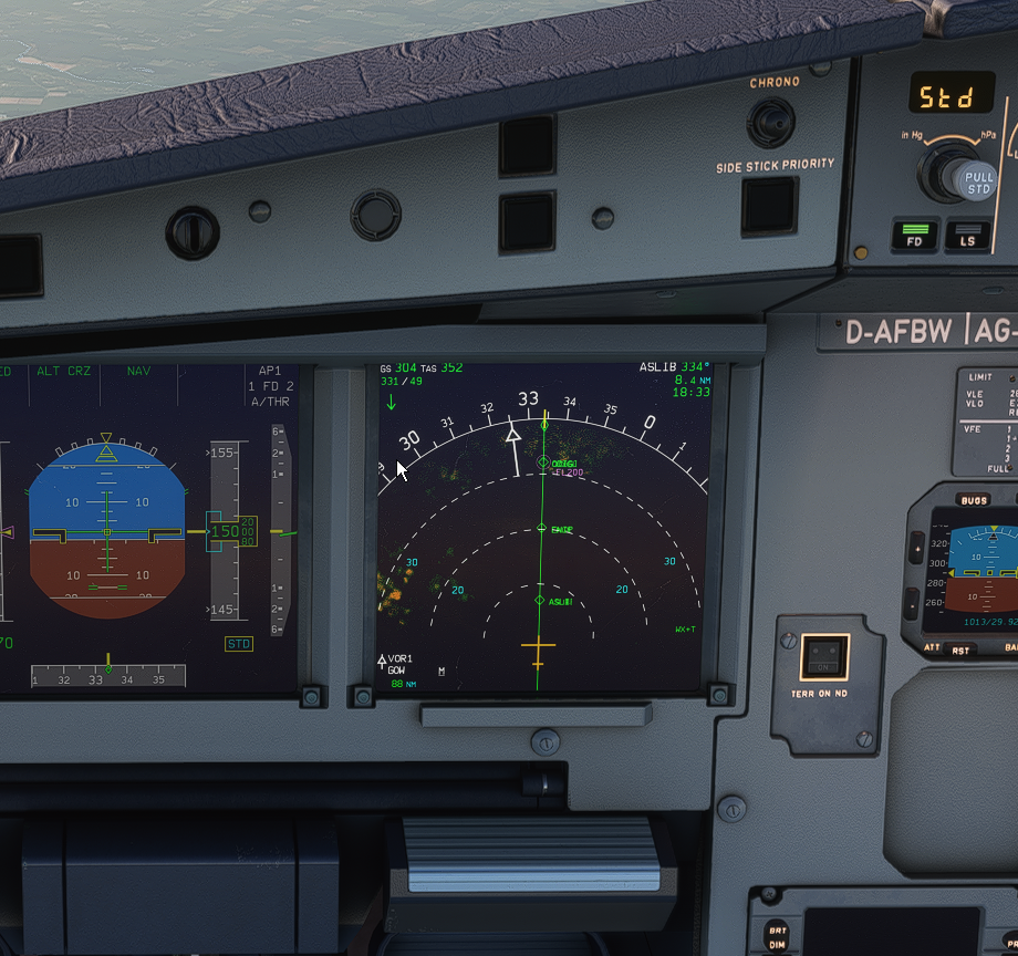 On the ND, the names of the waypoints along the flight path are not ...