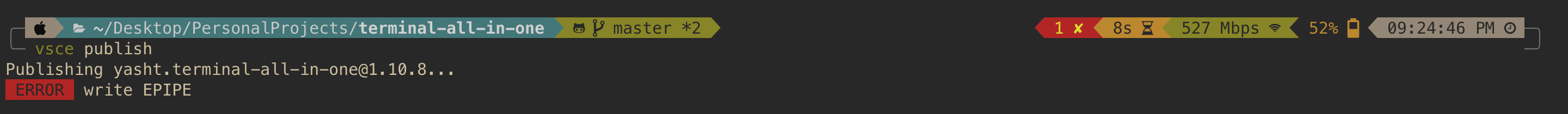 Error: write EPIPE · Issue #488 · microsoft/vscode-vsce · GitHub