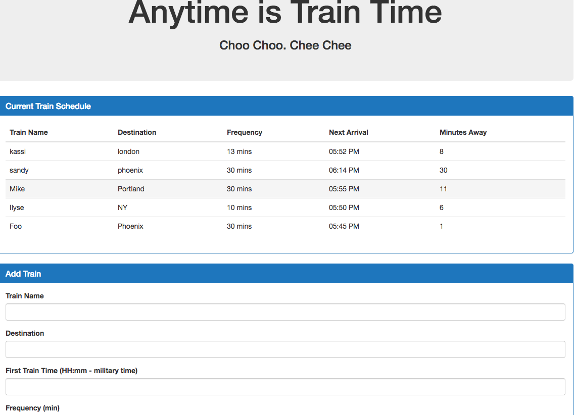 GitHub - Kassidyerickson6/trainScheduler