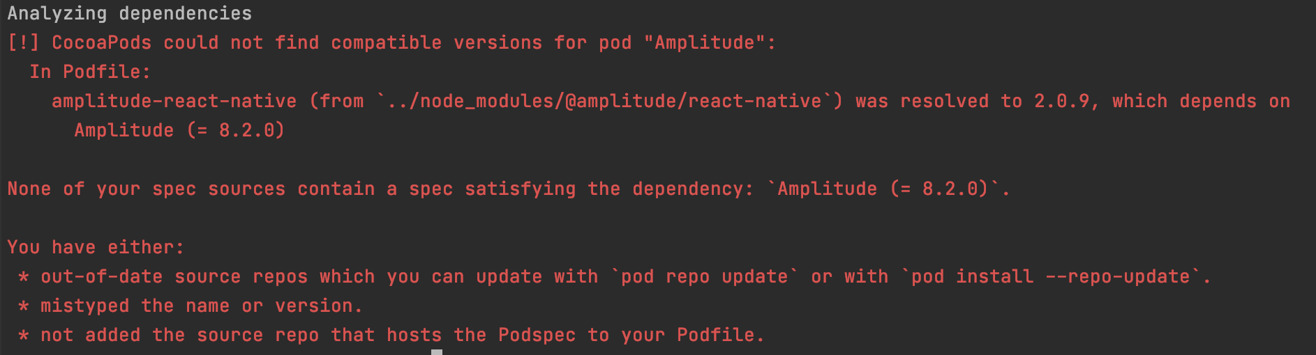 Pod install error: target has transitive dependencies · Issue #46 ...