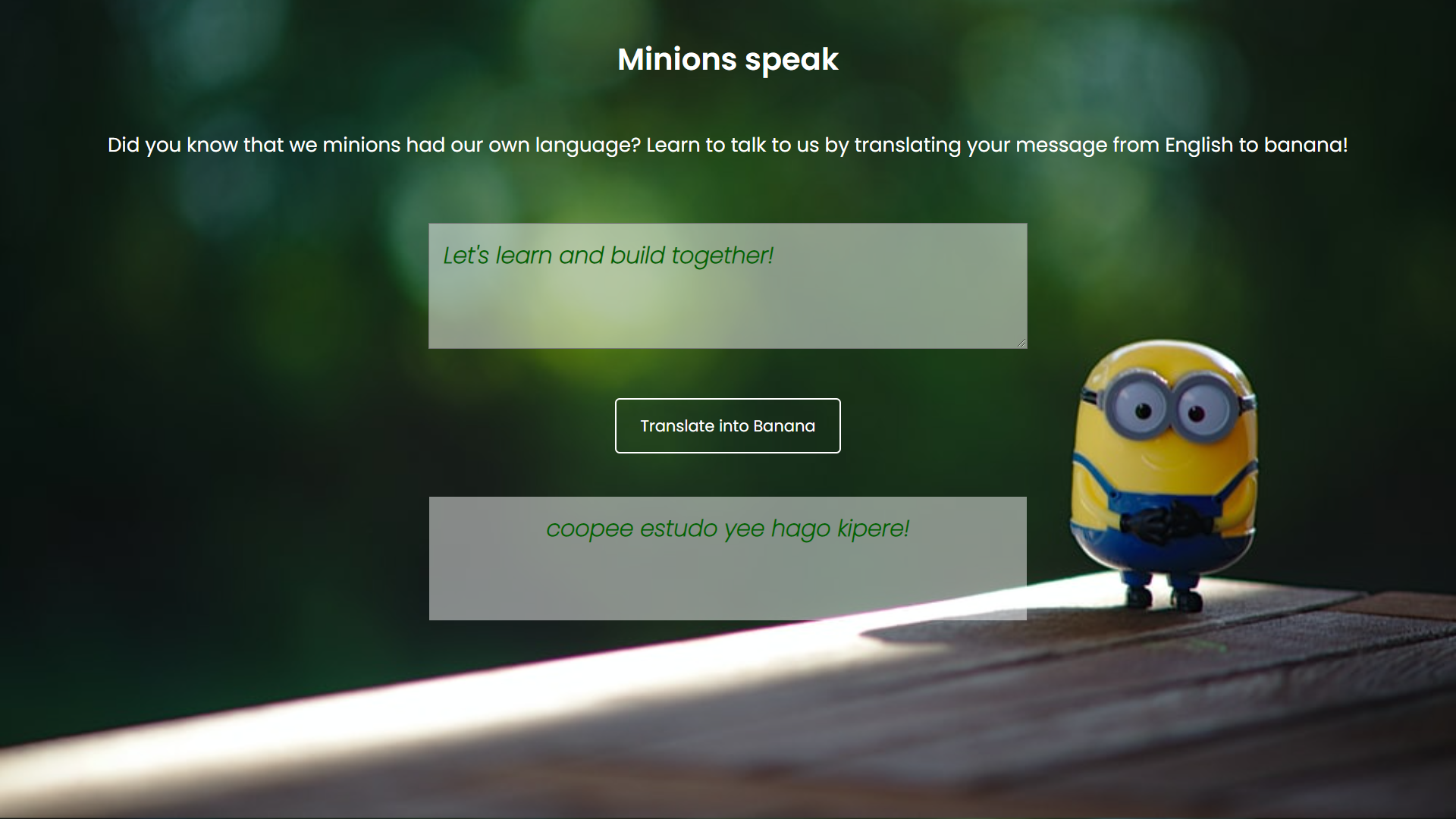 GitHub - shivanigangadharan/minion-speak