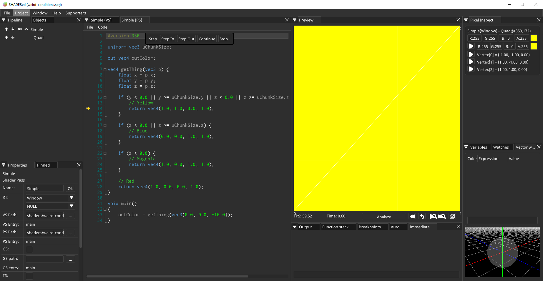 Some GLSL `if` statements being ignored by debugger · Issue #231 · dfranx/SHADERed · GitHub
