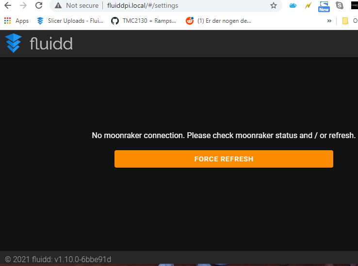 No moonraker connection. Please check moonraker status and / or refresh. · Issue #186 · fluidd ...