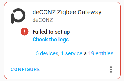 deCONZ integration "Failed to set up" · Issue #81858 · home-assistant/core · GitHub