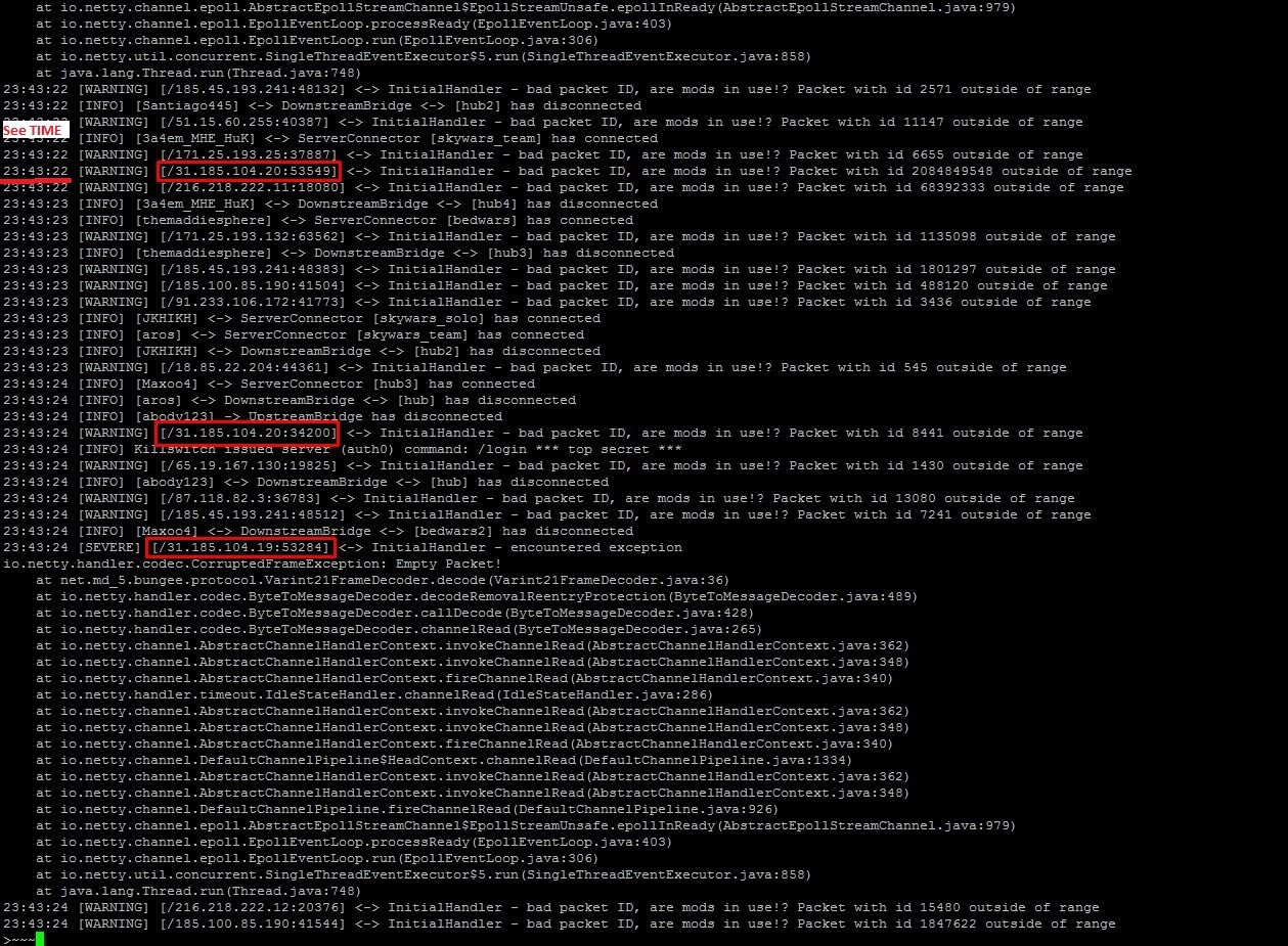 CorruptedFrameException · Issue #2230 · SpigotMC/BungeeCord · GitHub