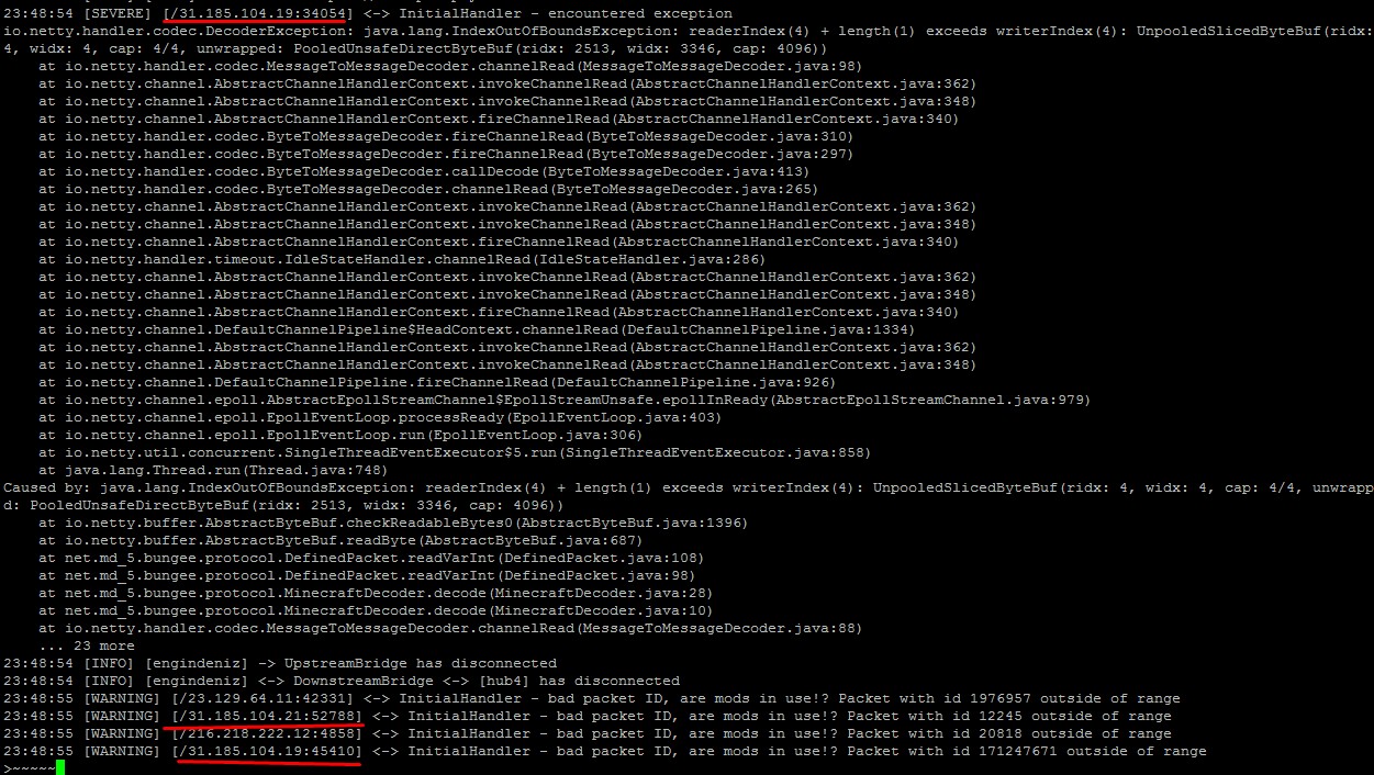CorruptedFrameException · Issue #2230 · SpigotMC/BungeeCord · GitHub