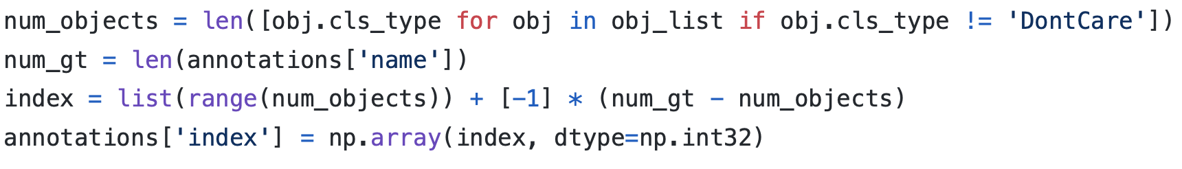Why annotations['index'] doesn't make correspondence to 'DontCare ...