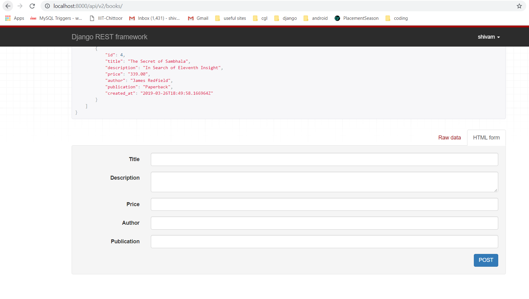 GitHub - shivamsy/Django-Rest-Framework: A web browsable API using ...