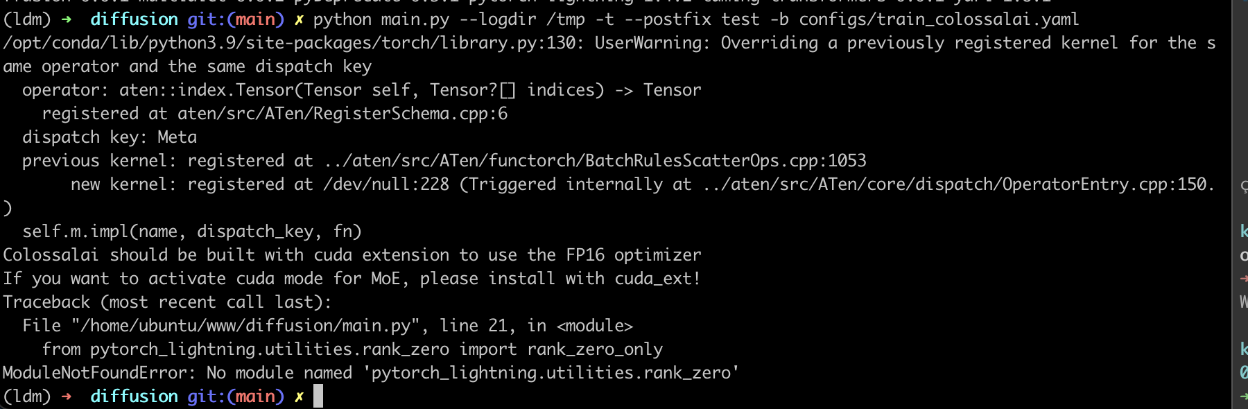 [BUG]: Version issues and Error on Start · Issue #1890 · hpcaitech/ColossalAI · GitHub