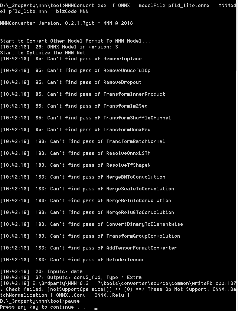 Windows下MNNConvert.exe 转换模型失败 · Issue #561 · alibaba/MNN · GitHub