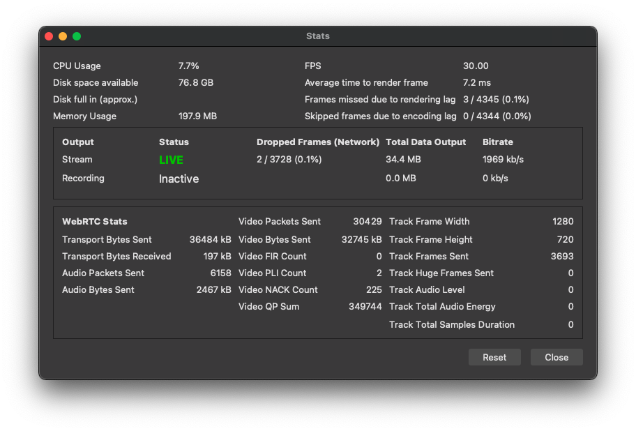 Wire OBS's Stats panel · Issue #310 · CoSMoSoftware/OBS-studio-webrtc ...