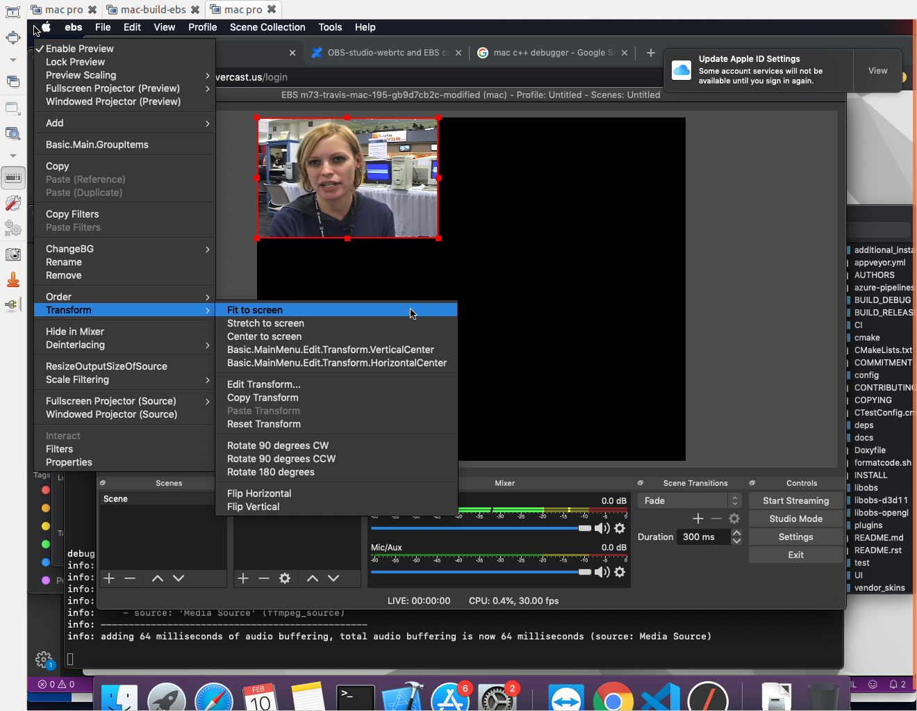 EBS - Set “transform” default to fit to screen when a video capture device or display capture ...