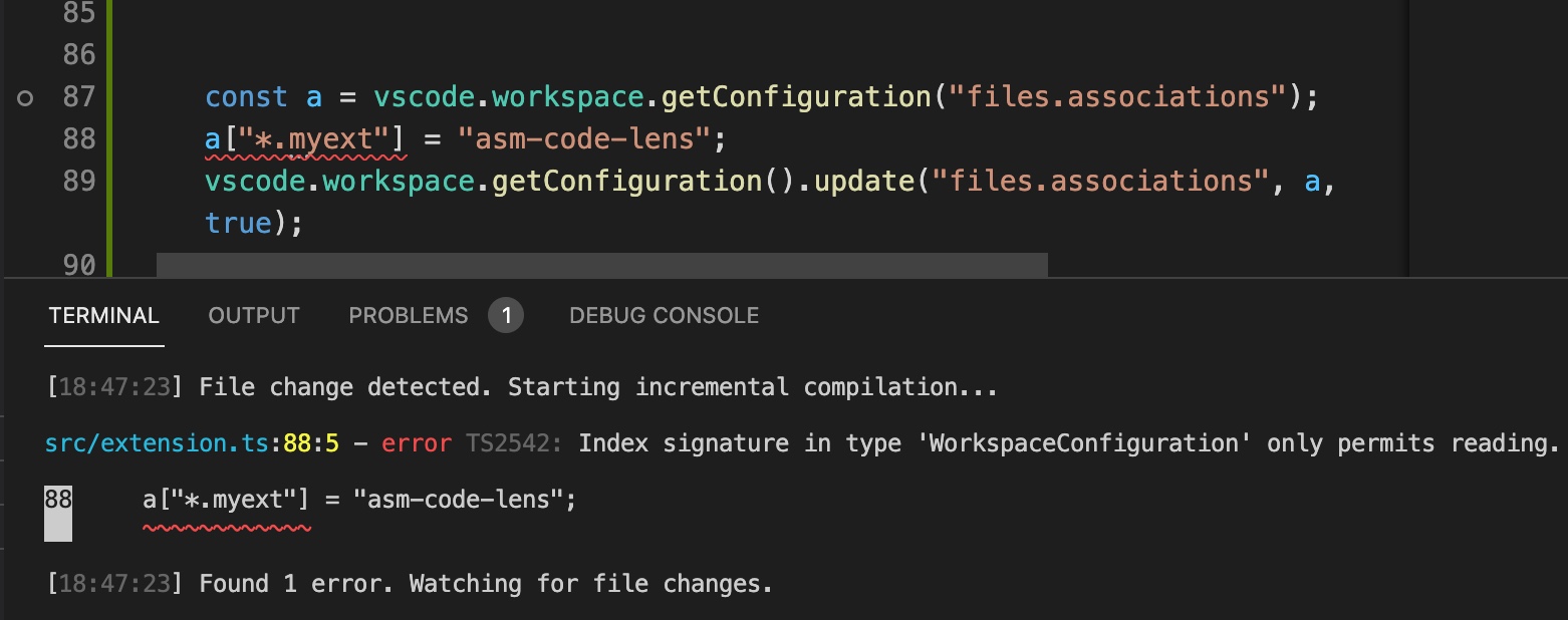 No way to change the files.associations programmatically · Issue ...