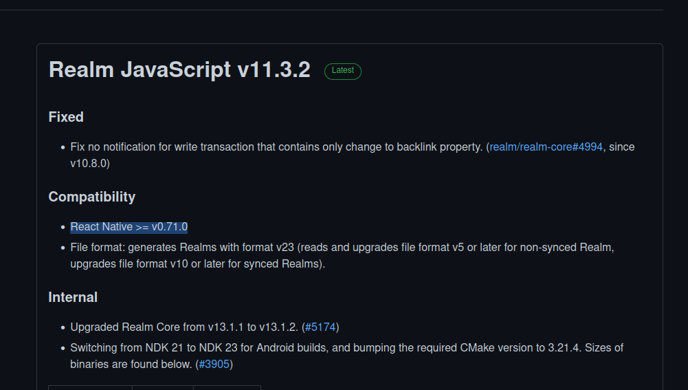 Version 1.3.2 breaks compilation on React-Native 0.70 · Issue #5300 · realm/realm-js · GitHub