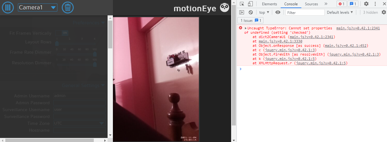 dev20201026 is not allowing to change camera settings. · Issue #2832 · motioneye-project ...