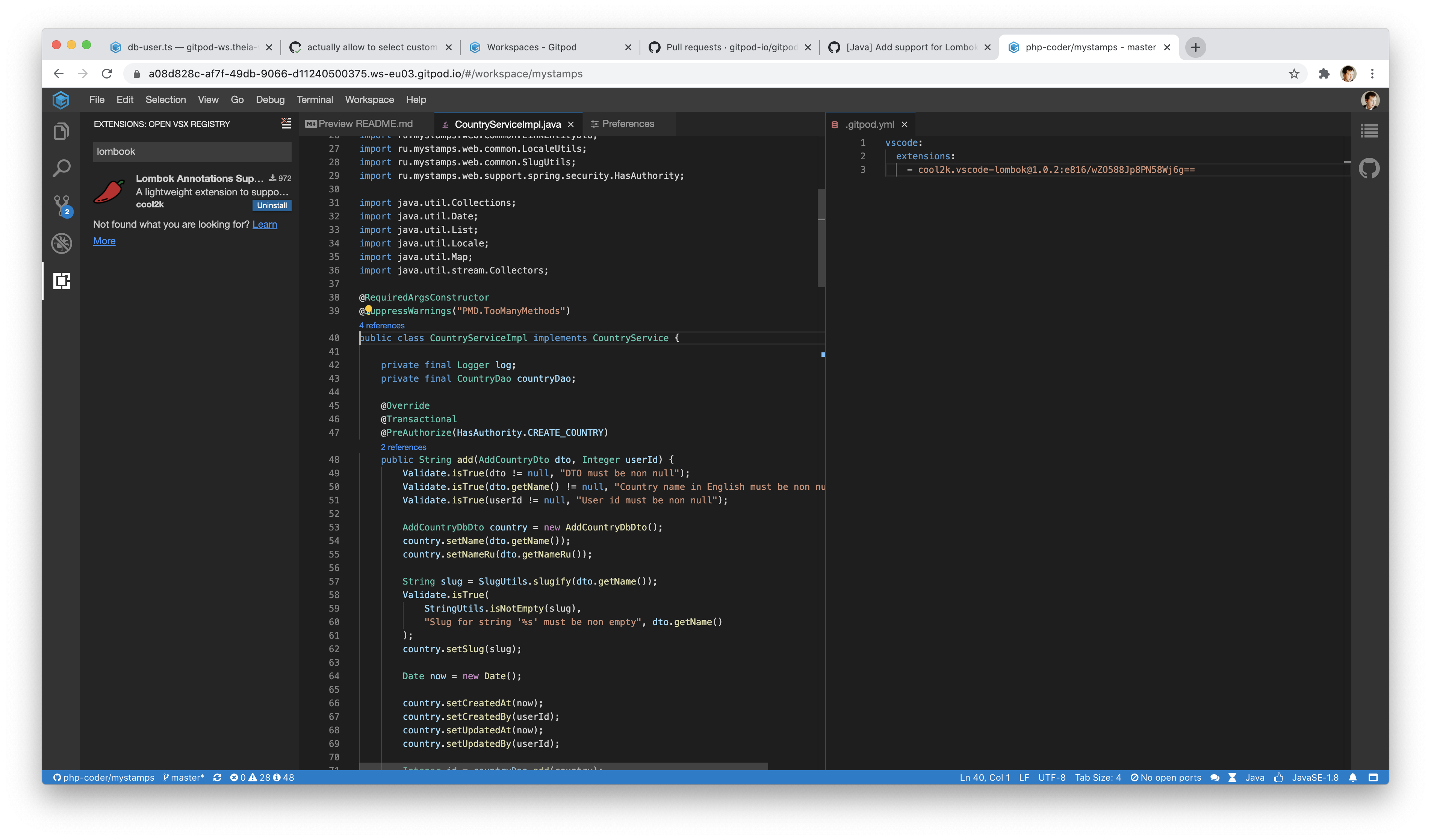 [Java] Add support for Lombok · Issue #53 · gitpod-io/gitpod · GitHub