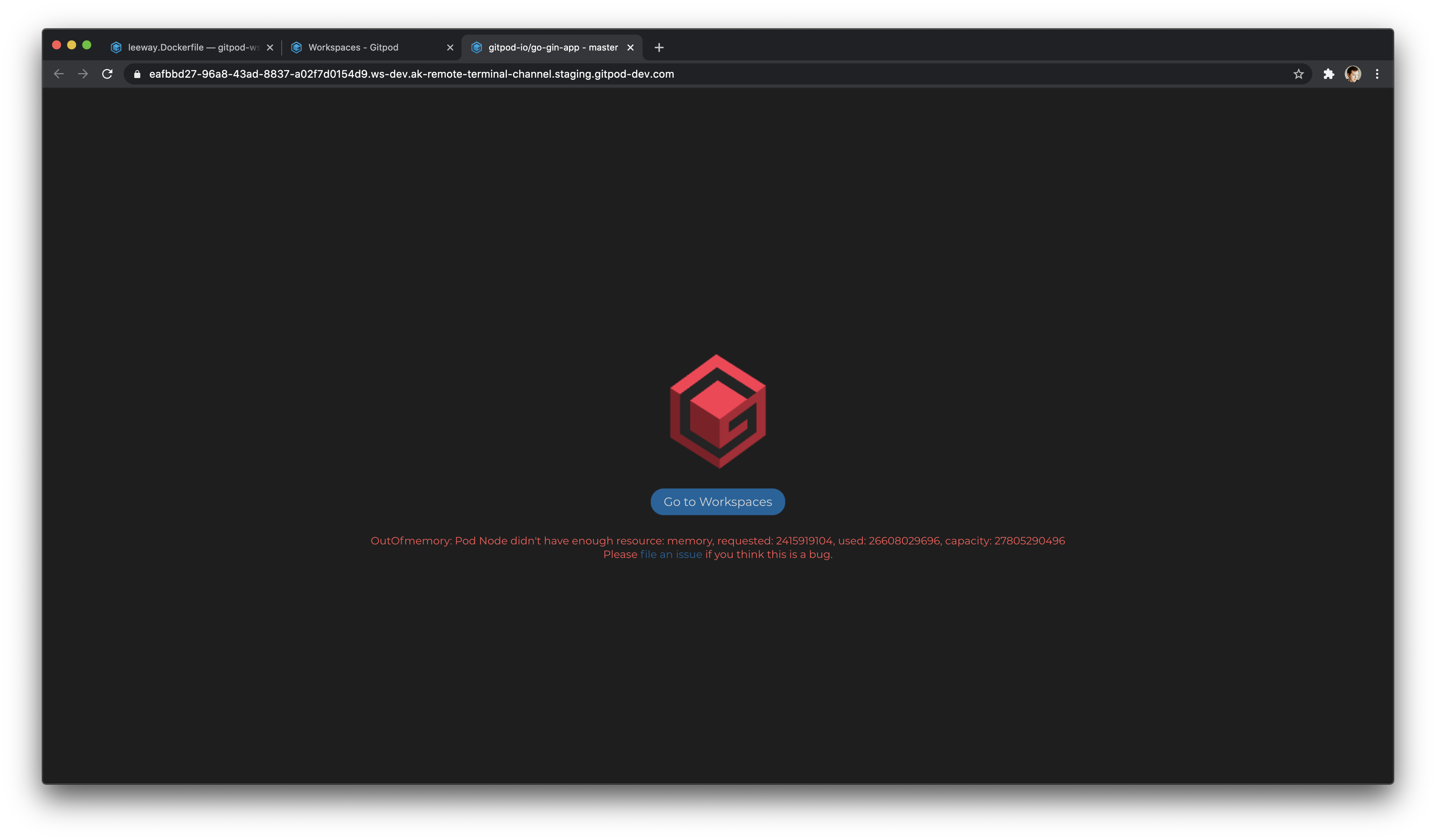 OutOfMemory: Pod Node didn't have enough resources · Issue #3008 · gitpod-io/gitpod · GitHub