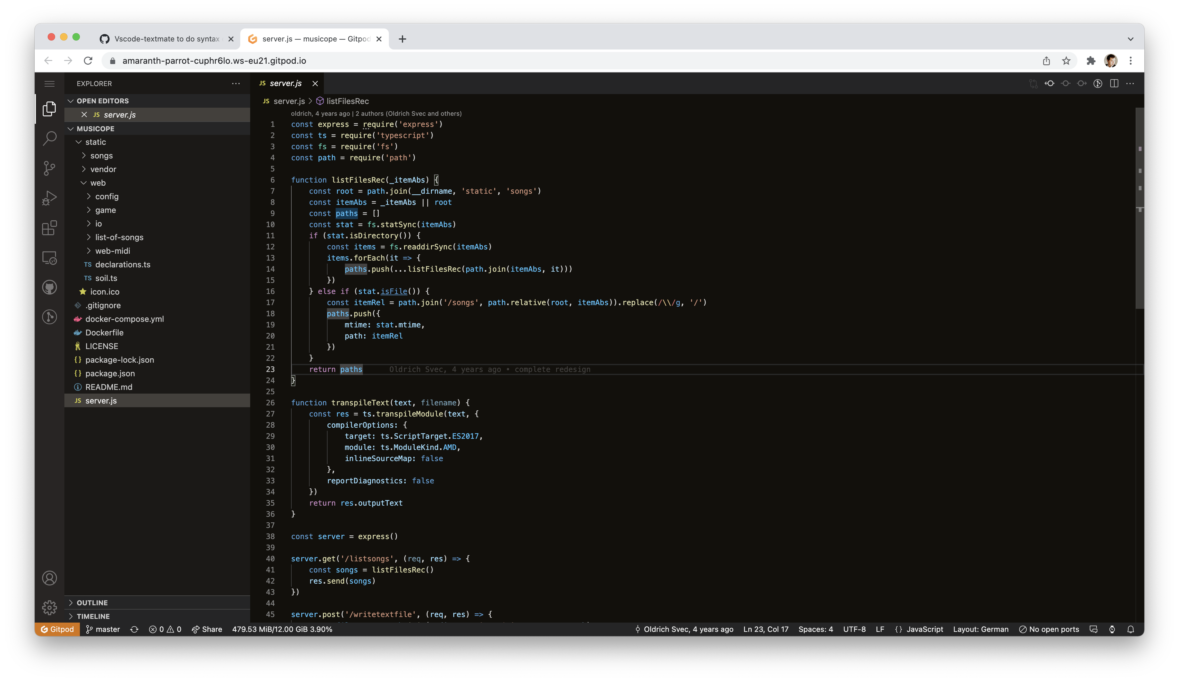 Vscode-textmate to do syntax coloring · Issue #7070 · gitpod-io/gitpod · GitHub