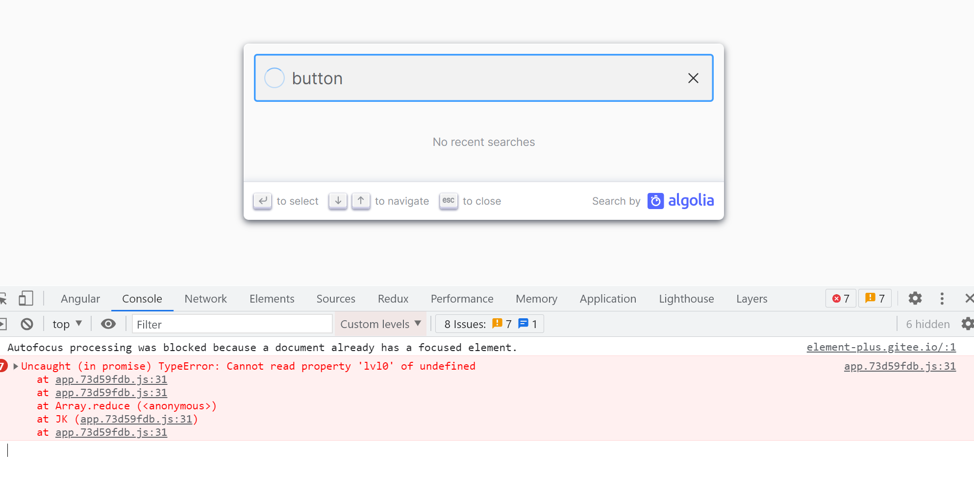 [Bug Report] Docs search error · Issue #3909 · element-plus/element-plus · GitHub