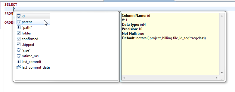 PostgreSQL: Not working auto-completion in section ORDER BY · Issue #2567 · dbeaver/dbeaver · GitHub