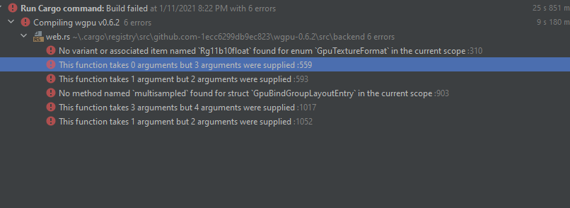Unable to compile wgpu for a Wasm build on 0.6.2 · Issue #712 · gfx-rs/wgpu-rs · GitHub
