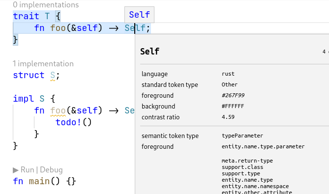 Semantic Highlighting Self Should Semantically Be A Type Alias · Issue 4398 · Rust Langrust