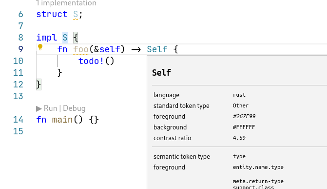 Semantic Highlighting Self Should Semantically Be A Type Alias · Issue 4398 · Rust Langrust 