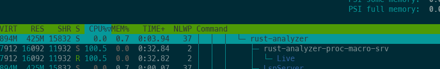 Server hangs at 100% CPU load, stays as background process, while indexing specific project ...