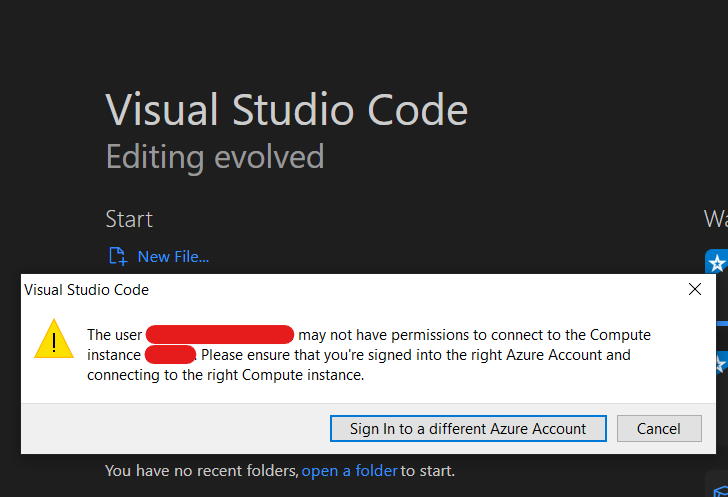 Not able to connect to Azure ML computing instance · Issue #1528 · microsoft/vscode-tools-for-ai ...