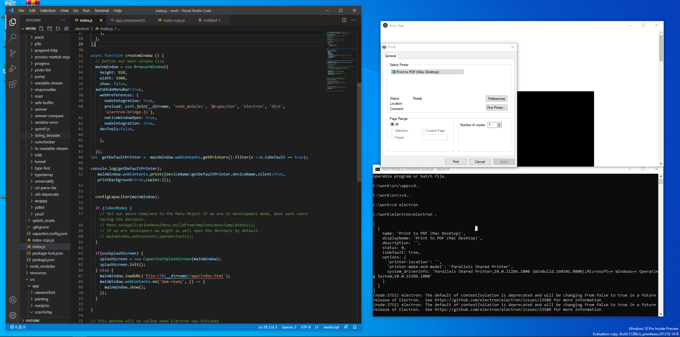 mainWindow.webContents.print({silent:true}) doesn't work on Windows 10 ...