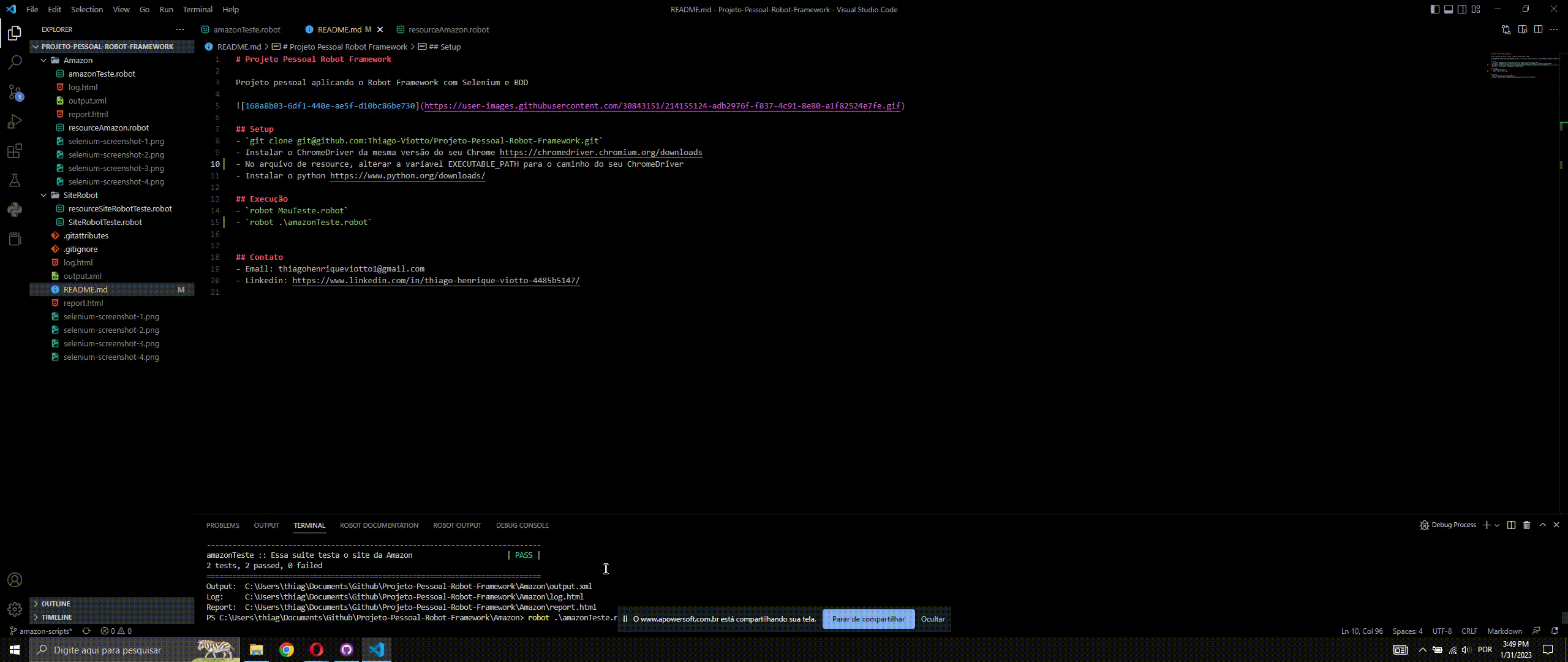 GitHub - Thiago-Viotto/Robot-Framework-com-BDD-e-Github-Actions