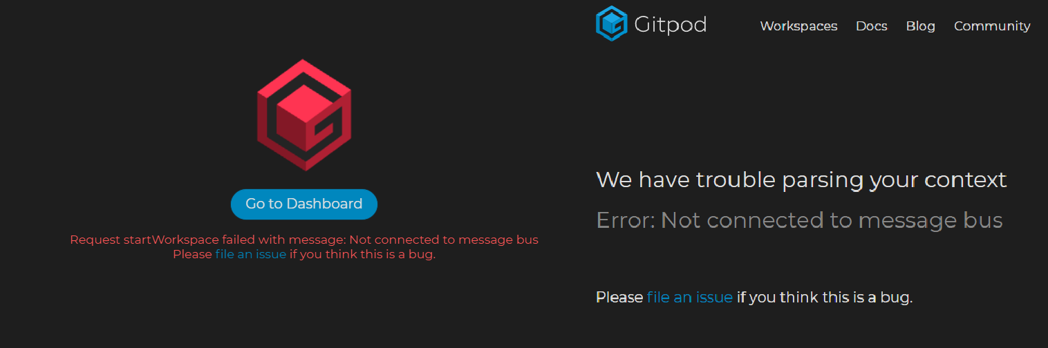 Error Not Connected To Message Bus · Issue 1110 · Gitpod Iogitpod