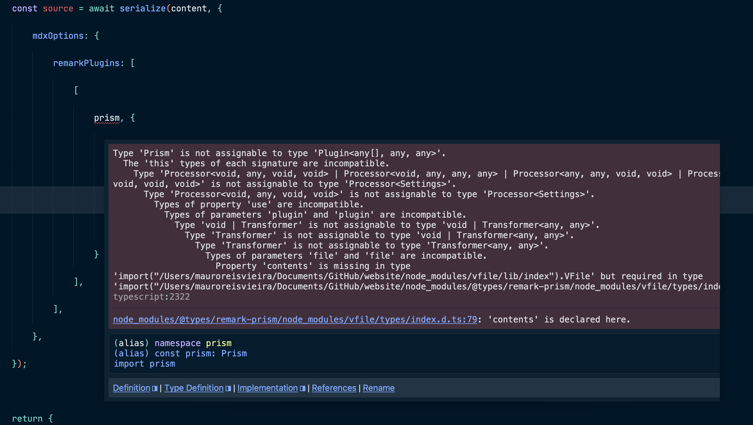 How to type remarkPlugins and rehypePlugins (Typescript) · Issue #86 · hashicorp/next-mdx-remote ...