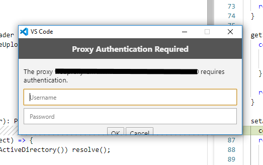 Proxy authentication dialog cuts confirmation buttons · Issue #83899 · microsoft/vscode · GitHub