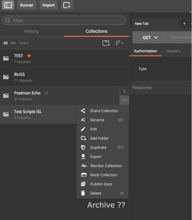 Archive Folders Requests In Collections · Issue 3485 · Postmanlabs