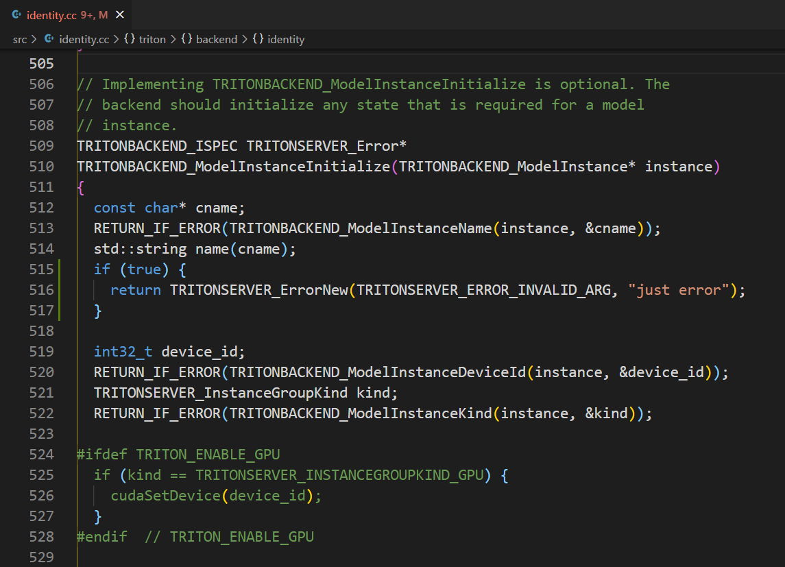 [developing custom triton backend] Segmentation fault when return error in TRITONBACKEND ...