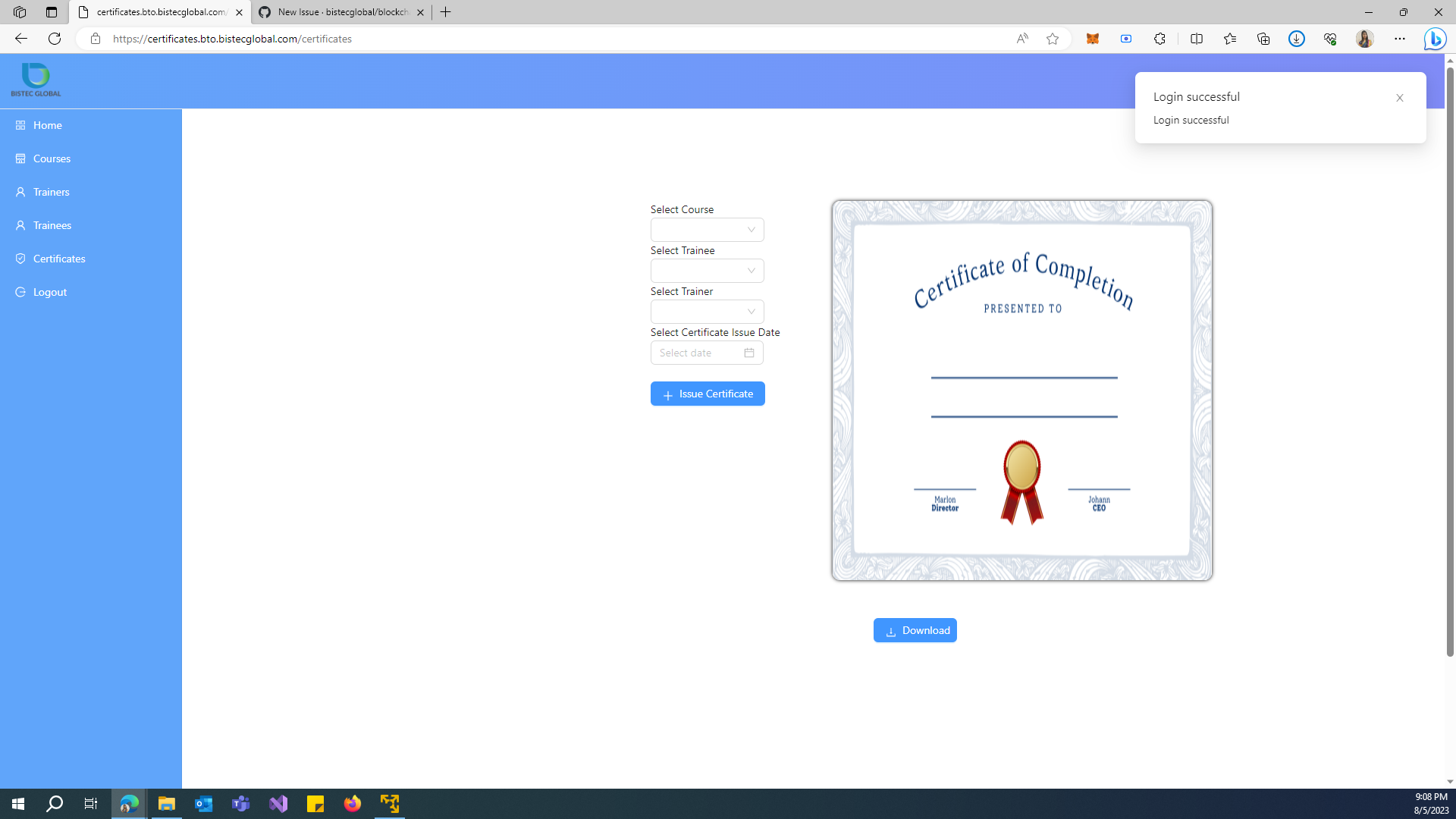 Success Message on Login - Enhancement · Issue #136 · bistecglobal ...