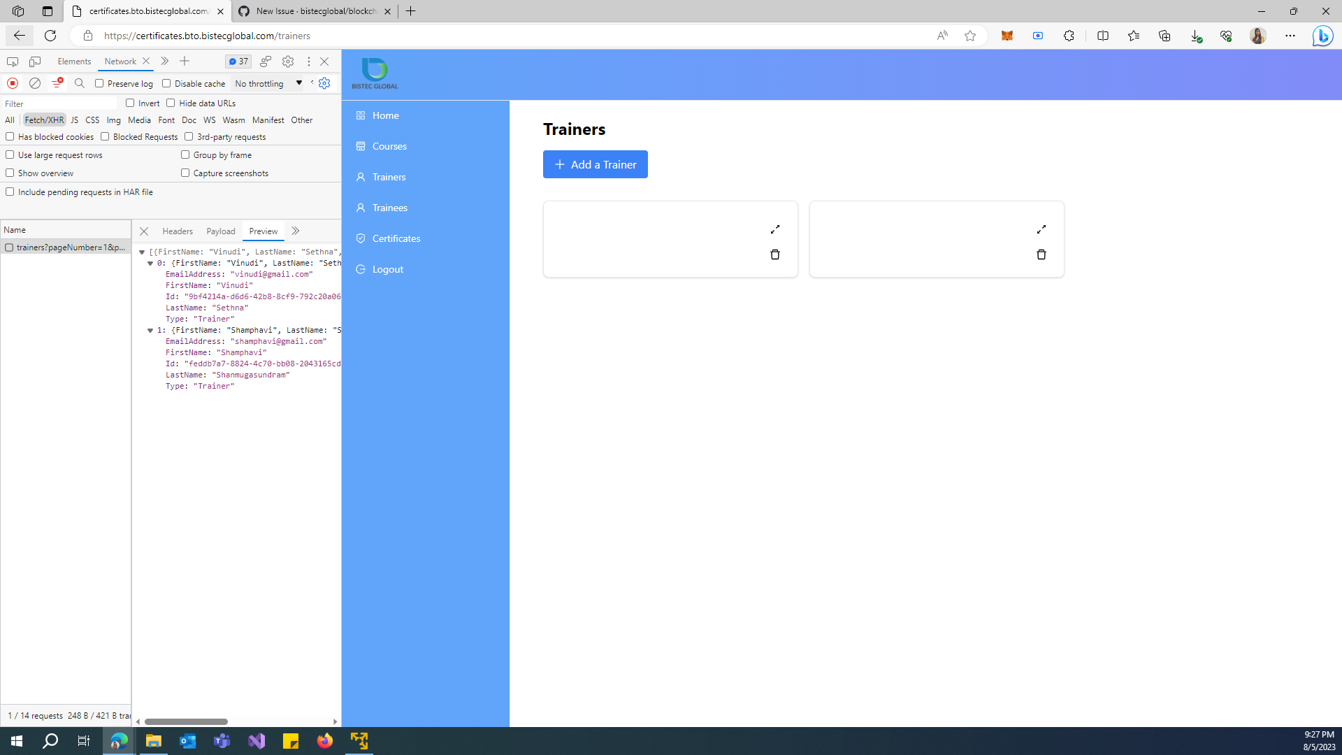 Trainer details are not displayed · Issue #137 · bistecglobal ...