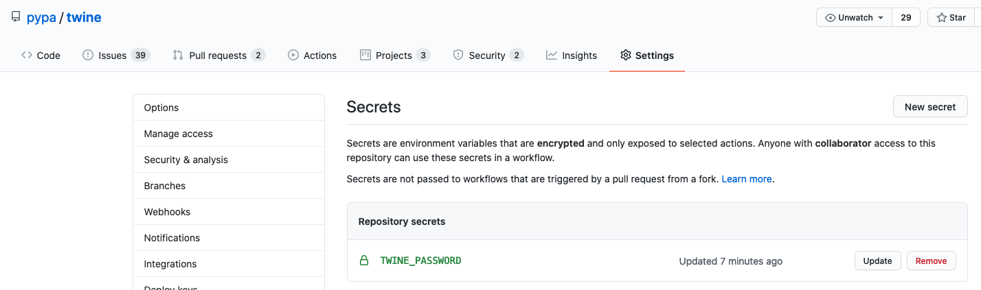 Replace Travis With Github Actions · Issue 650 · Pypa Twine · Github