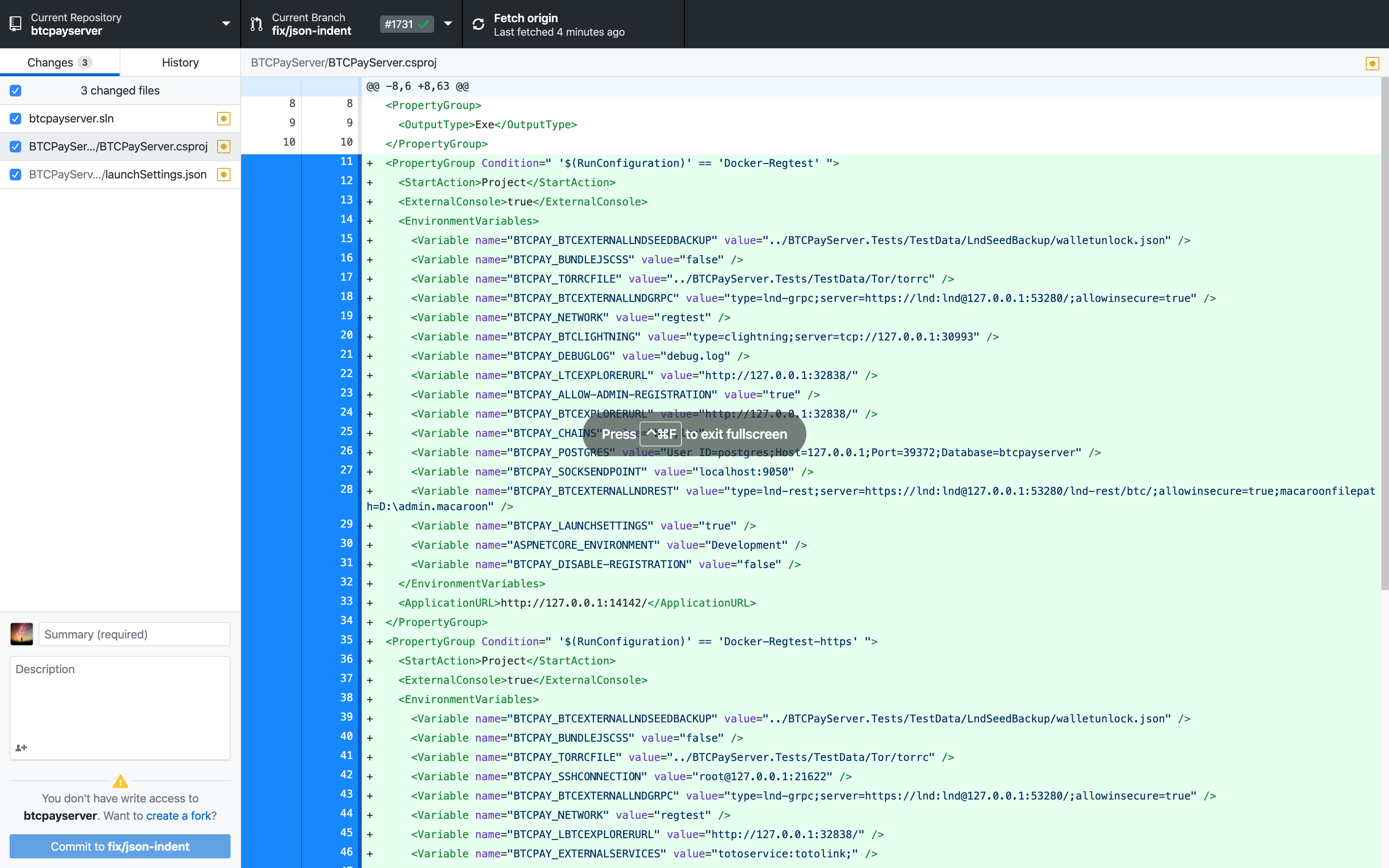 Errors in dev env on MacOS in launchSettings.json · Issue #1406 · btcpayserver/btcpayserver · GitHub