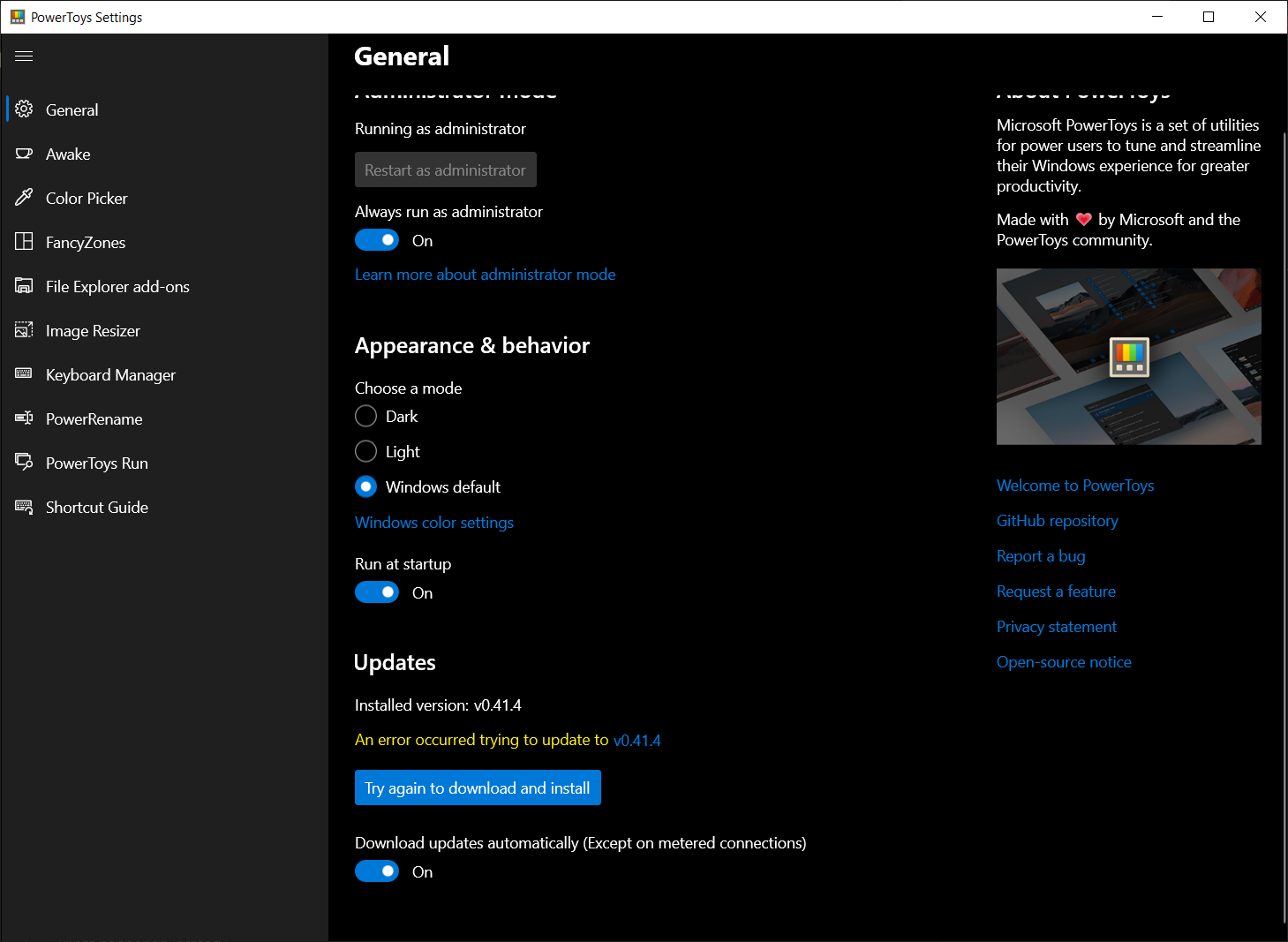 Update installed but asking to update · Issue #12343 · microsoft/PowerToys · GitHub