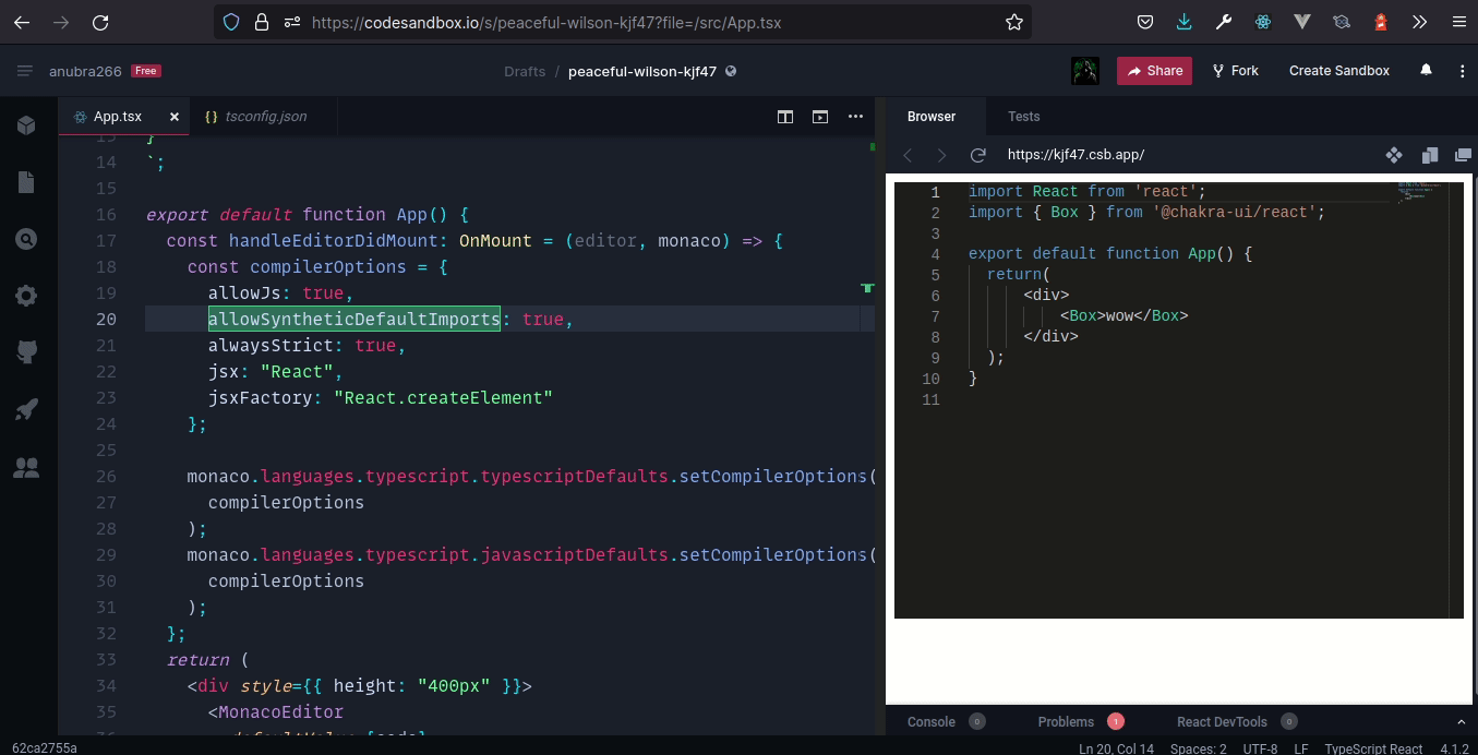 Editor crashes when compiler options are set · Issue #253 · suren-atoyan/monaco-react · GitHub