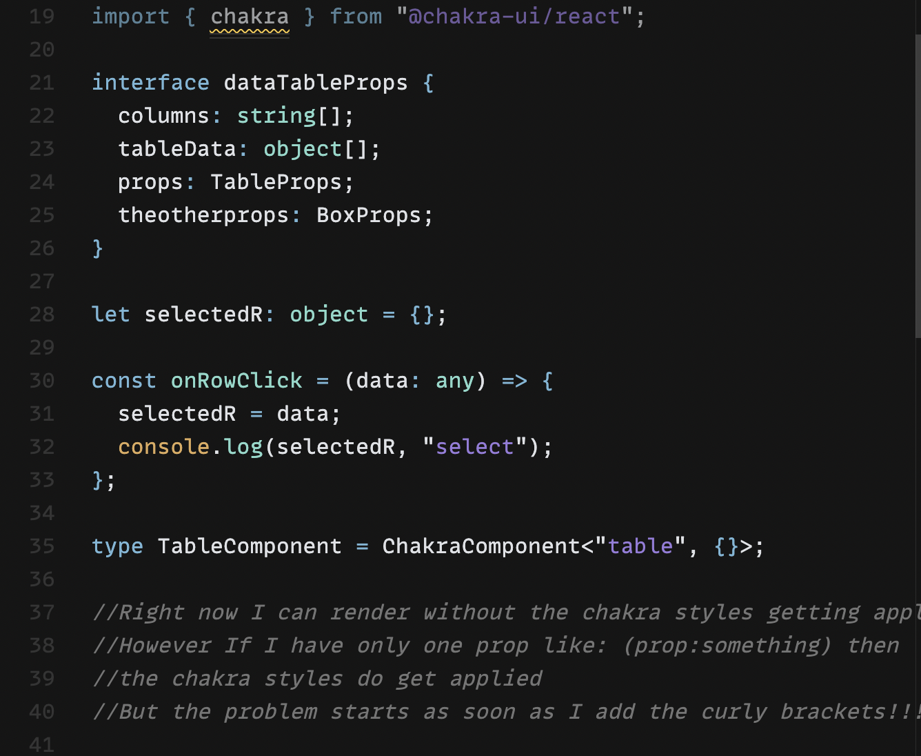 Chakracomponentchakra Factory Dont Work With Props In Curly Brackets Typescript Interface 