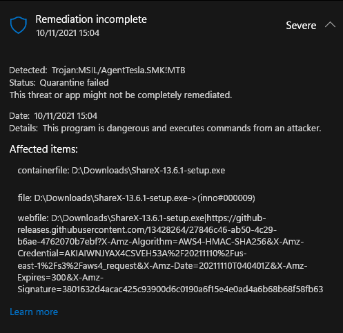 VIRUS DETECTED · Issue #5929 · ShareX/ShareX · GitHub