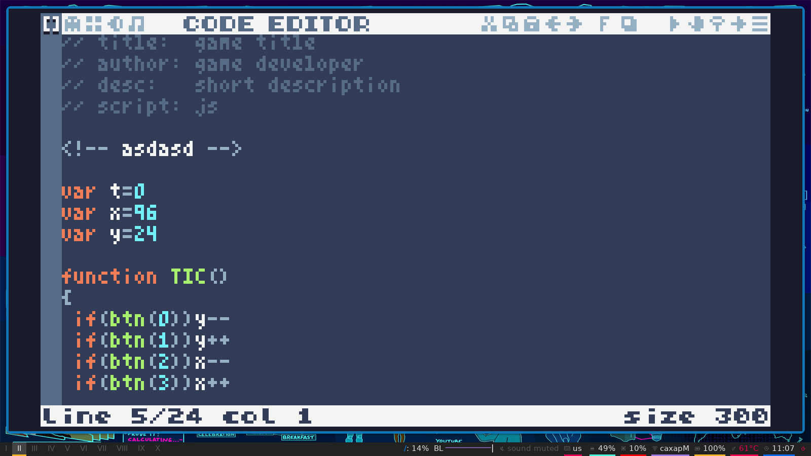Editor doesn't highlight HTML-style JS comments · Issue #1180 · nesbox/TIC-80 · GitHub