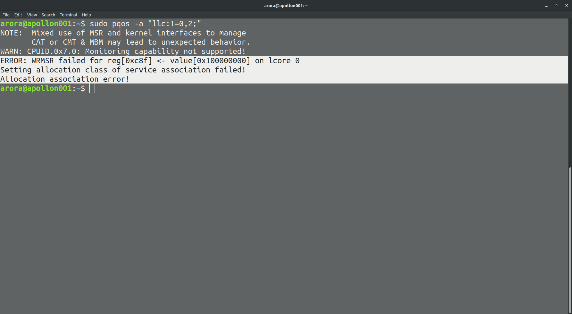 Unable to set COS for logical core · Issue #110 · intel/intel-cmt-cat · GitHub