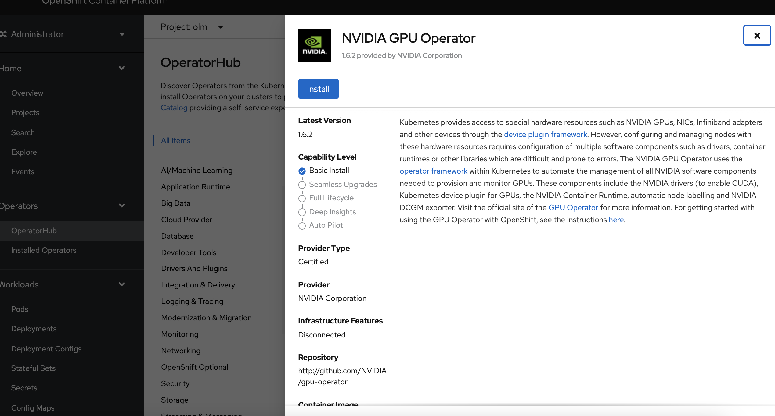 Can't install the GPU Operator on OCP 4.6 · Issue #167 · NVIDIA/gpu-operator · GitHub