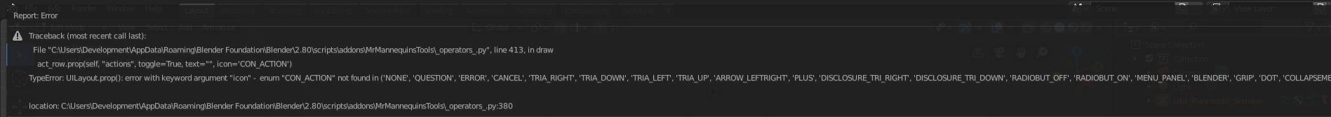 Error when adding mannequin Blender Version 2.80 · Issue #43 · Jim-Kroovy/Mr-Mannequins-Tools ...