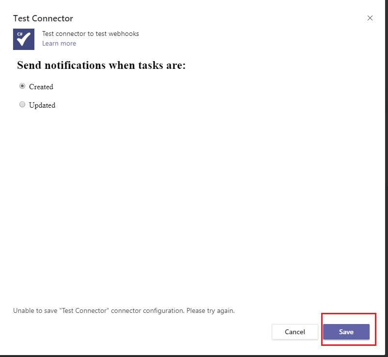 Error: “Received error from connectors” when testing connector sample ...